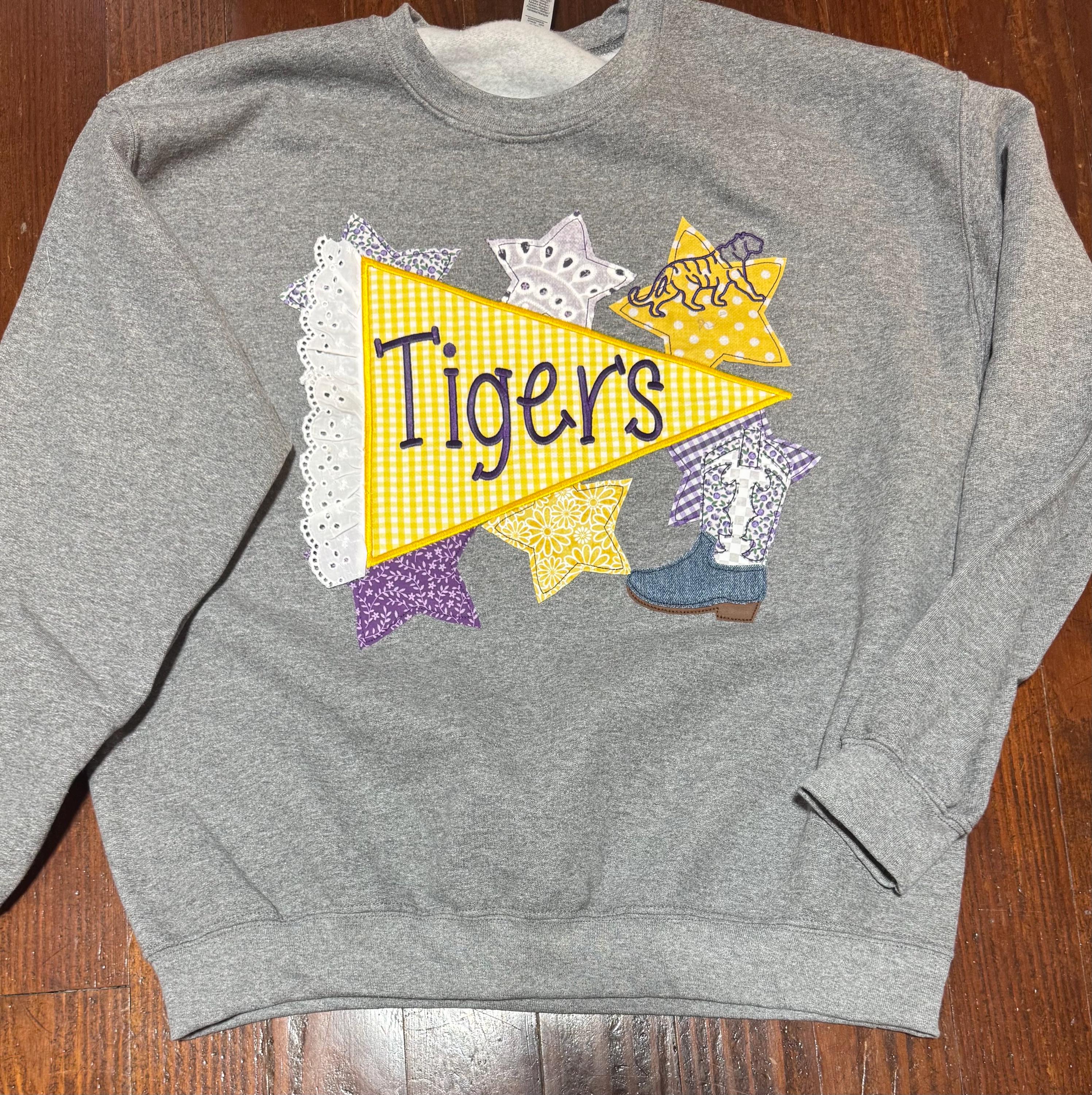 Custom Applique Team Spirit Sweatshirt: Pennant & Stars Embroidery - Etsy
