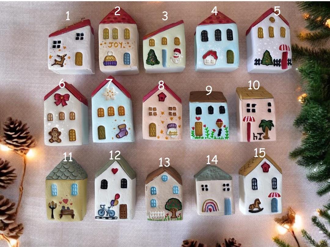 Christmas Houses, Christmas Clay Houses Decorations, Miniature Ceramic ...