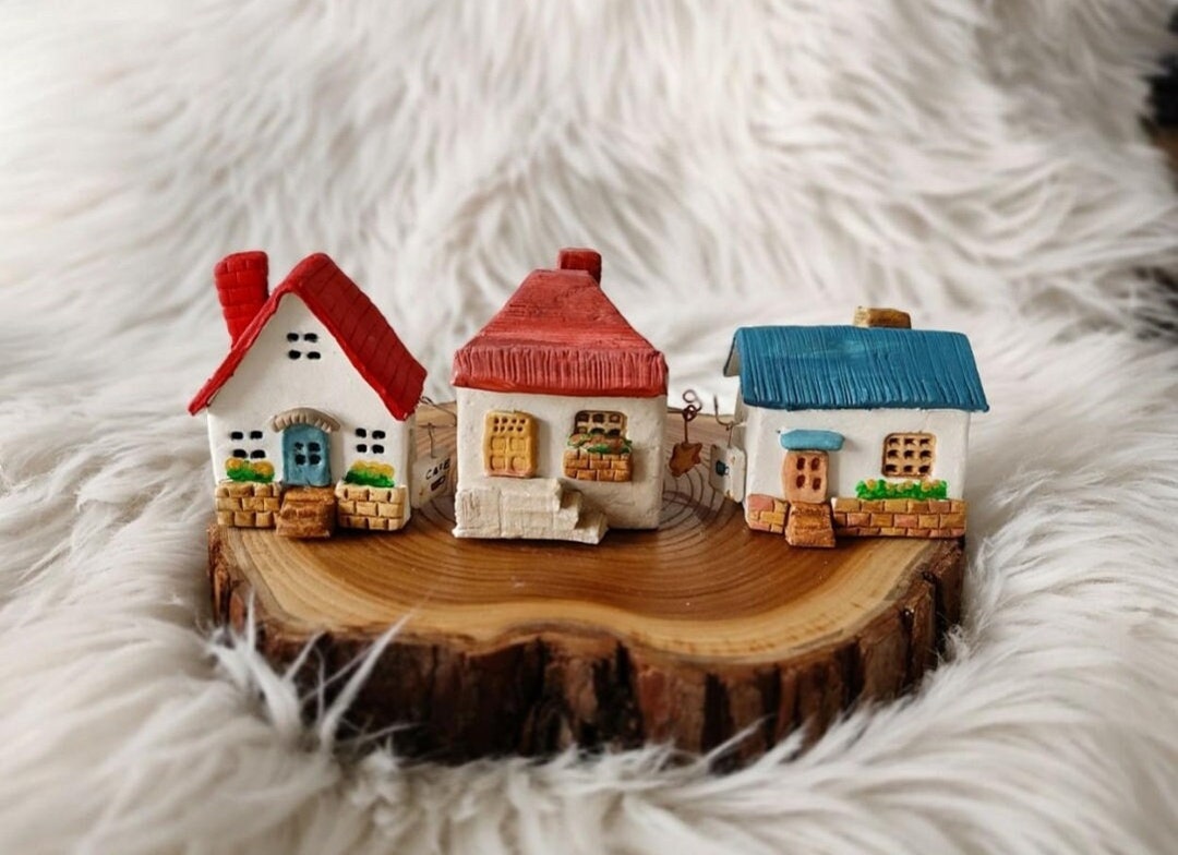 Mini Ceramic House. Italian Houses Set of 3, Little House, Tiny House ...