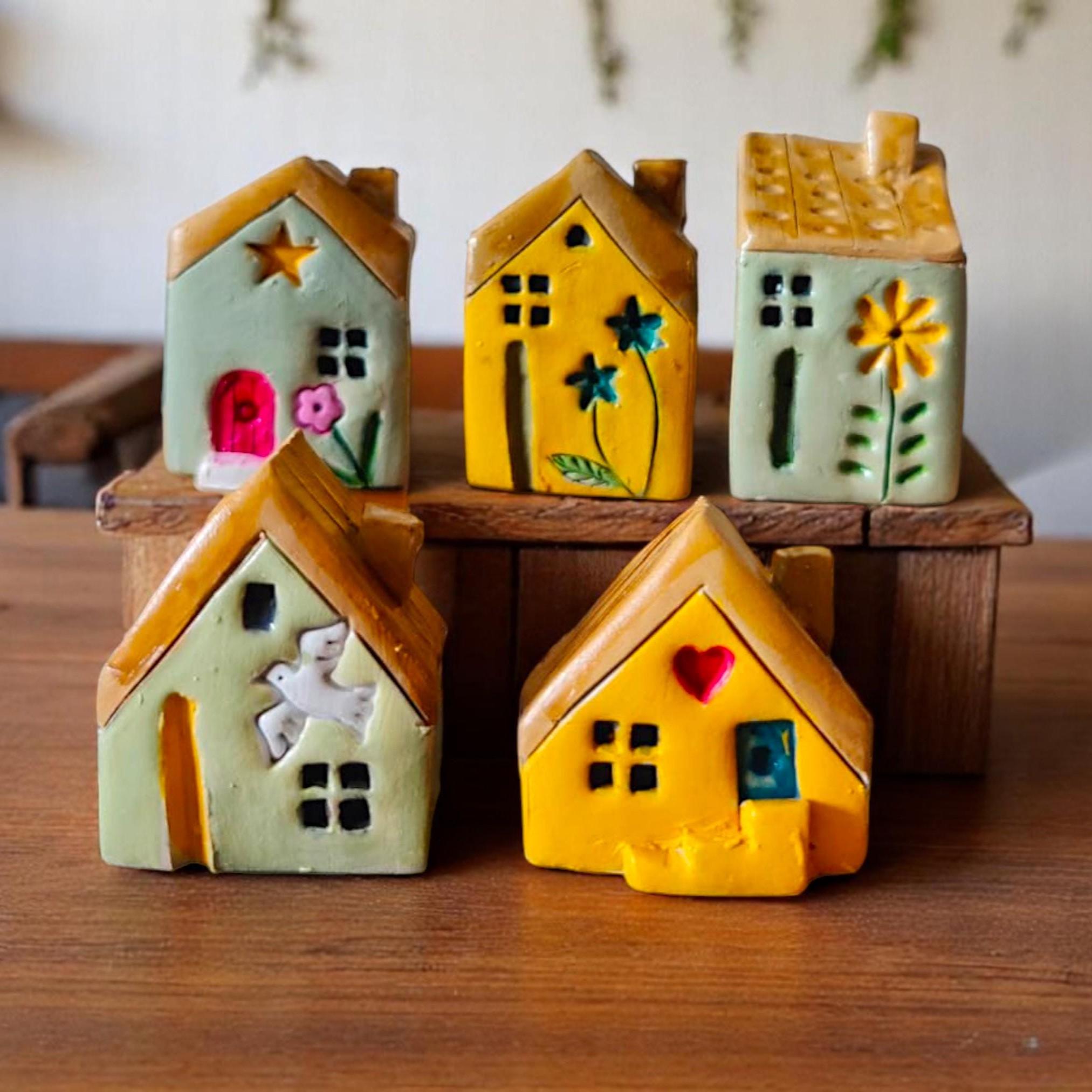 Handmade Tiny Clay House Set: Rustic Miniature Fairy Houses - Etsy