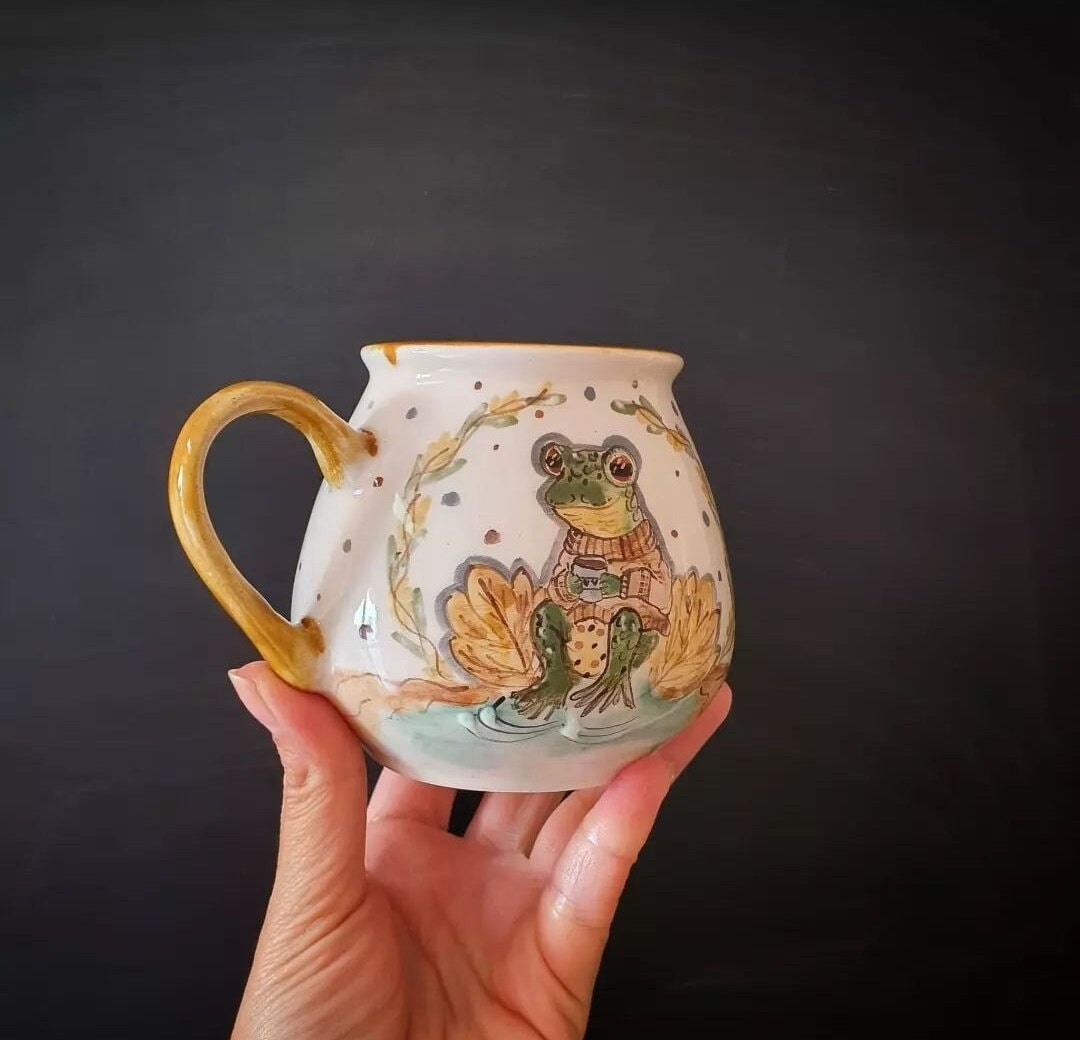 Hand-painted Frog Ceramic Mug: Cozy Cappuccino Cup, 350ml - Etsy