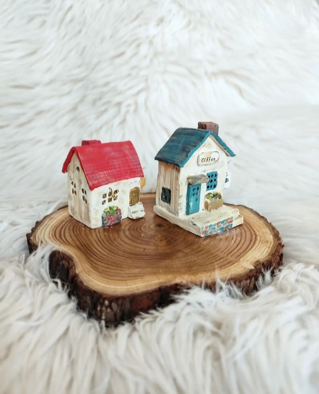 Miniature Ceramic House, Set of 2, Tiny House, Little House, Ceramic ...