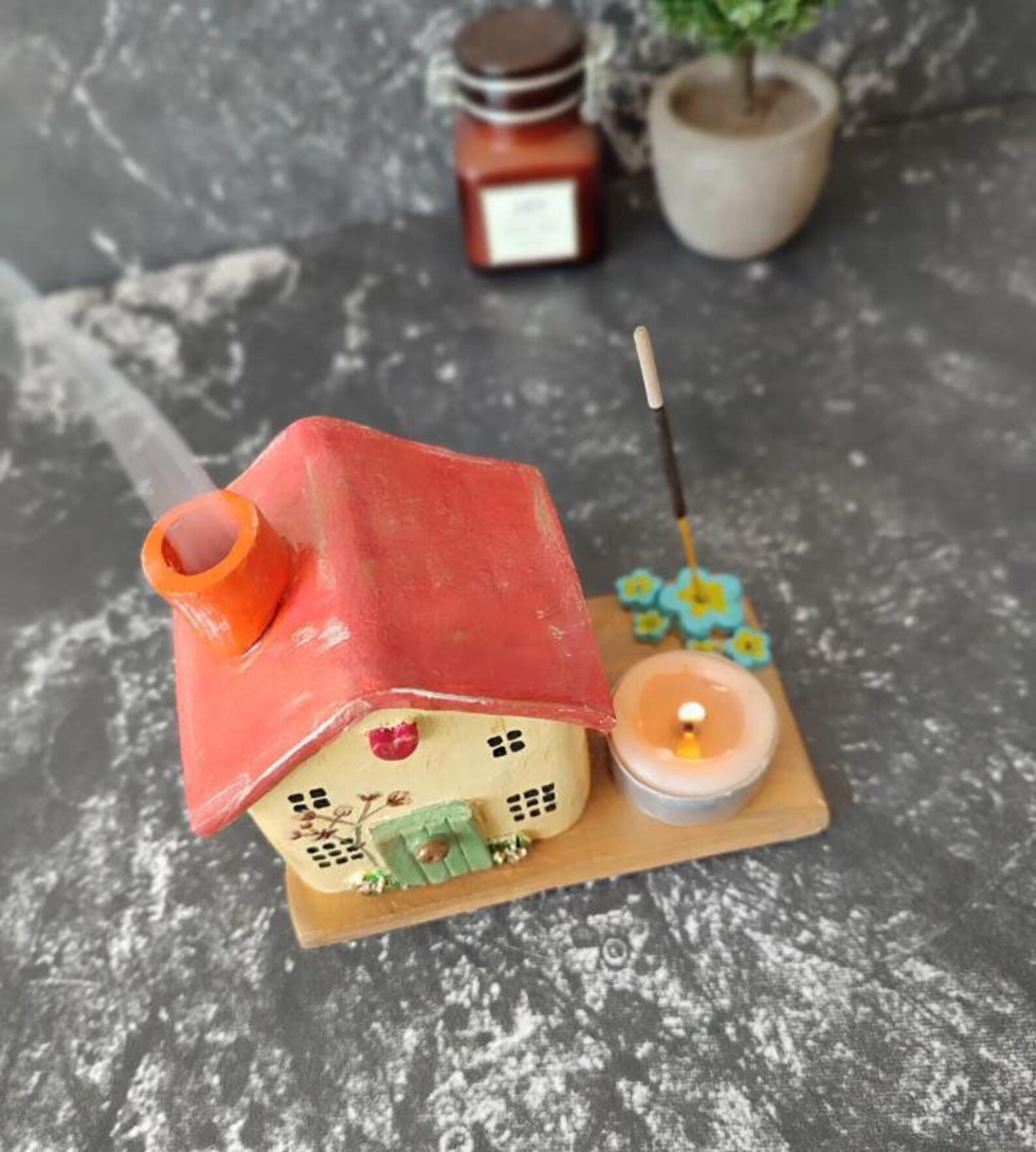 Ceramic Tea Light Incense Burner House, Miniature Italian House - Etsy