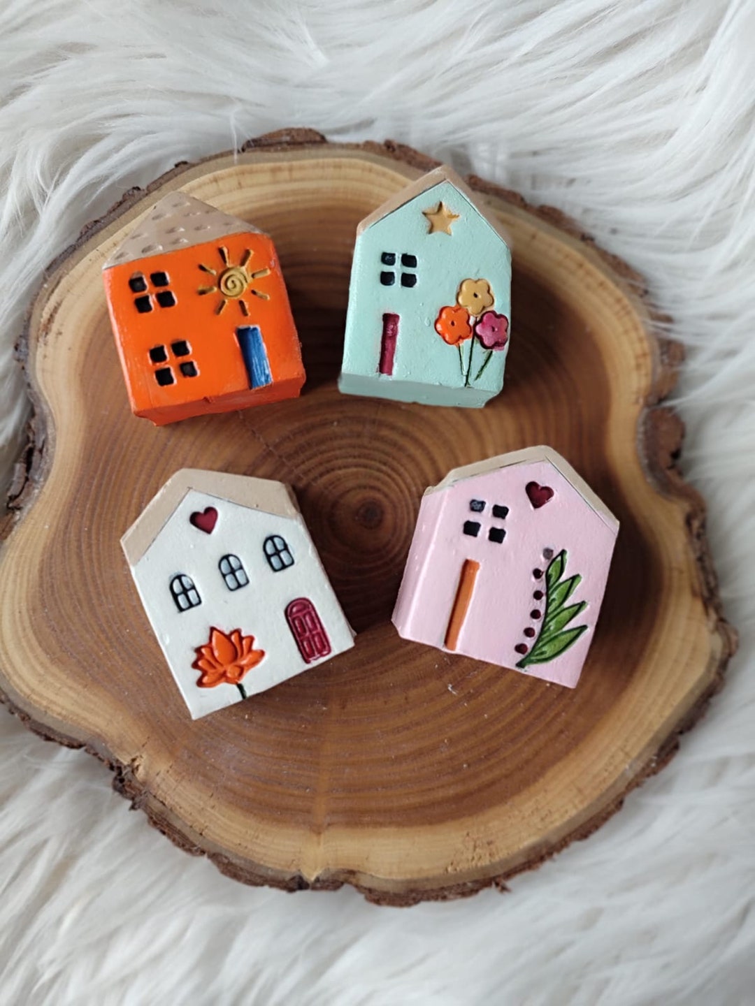 Tiny Ceramic Houses , Set of 4-5, Little House, Tiny House, Ceramic ...
