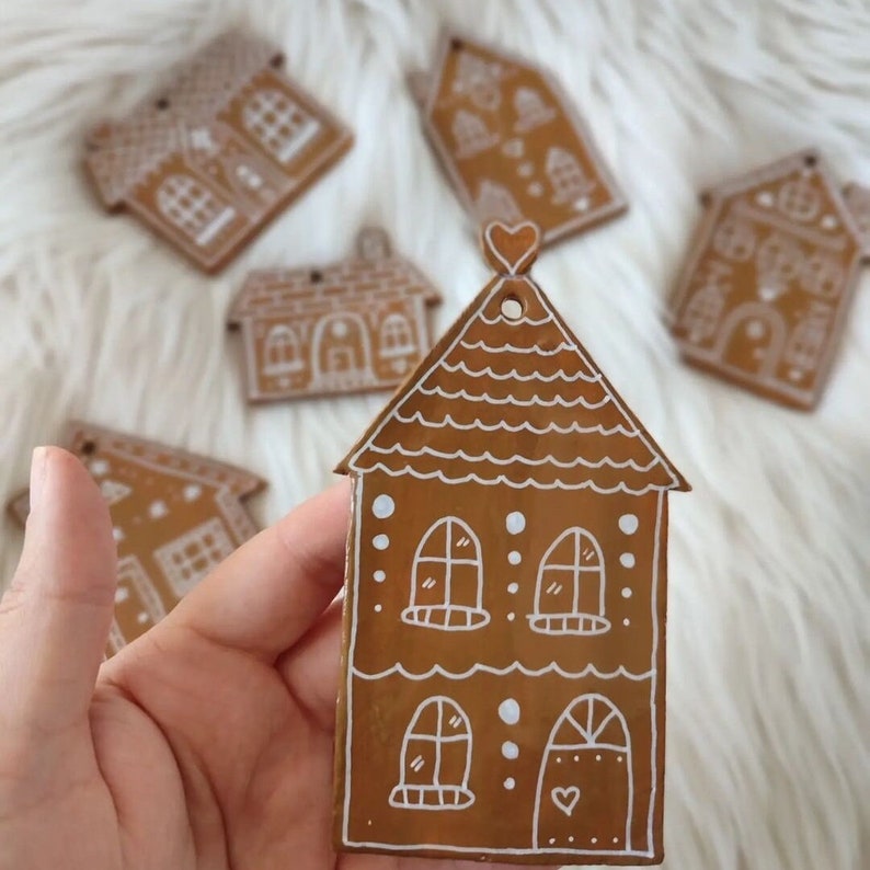 Set of 6. Gingerbread Ceramic Home Decor. Cookie House. Christmas ...