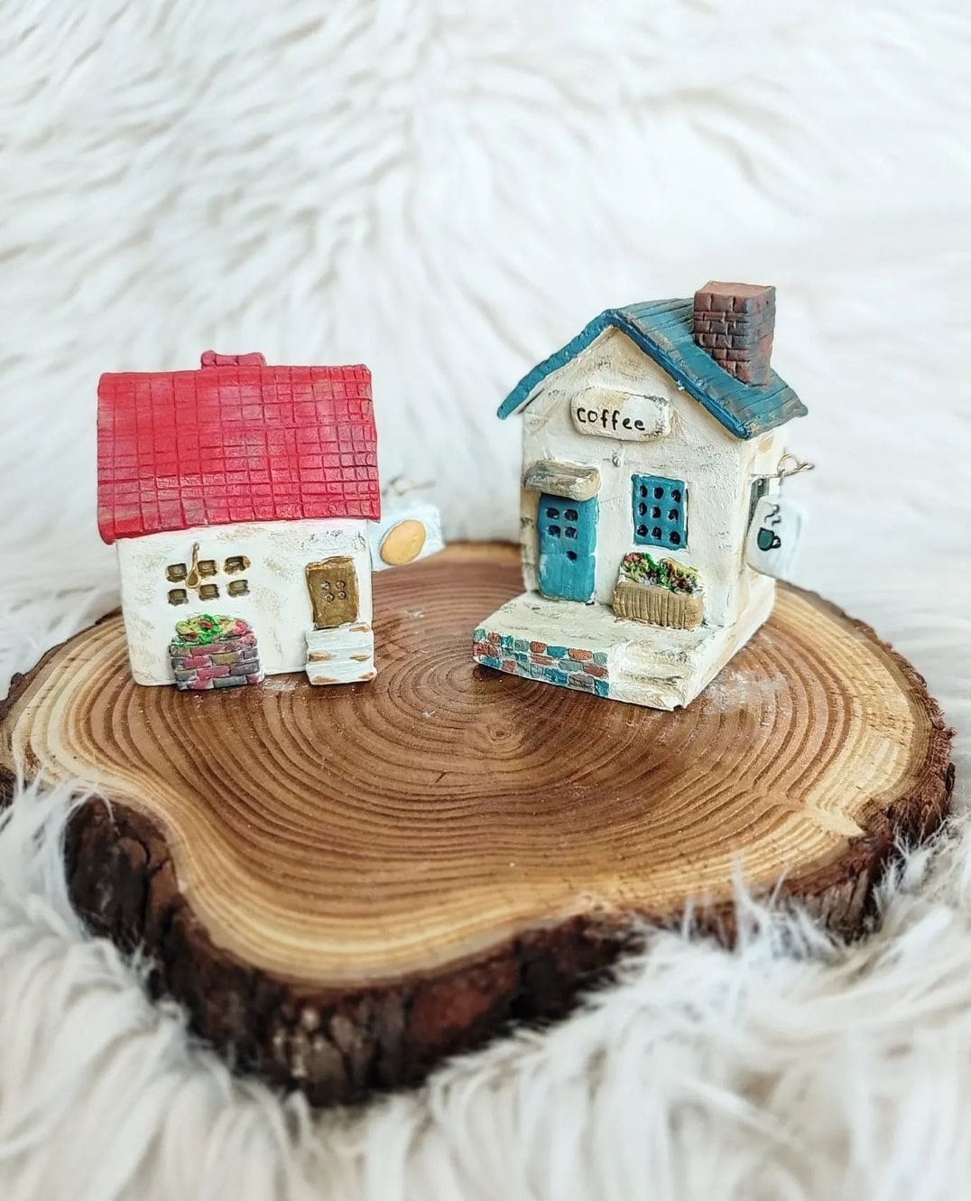Miniature Ceramic House, Set of 2, Tiny House, Little House, Ceramic ...