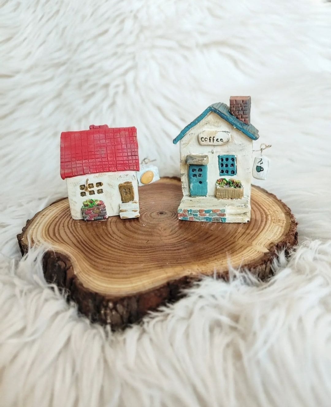 Miniature Ceramic House, Set of 2, Tiny House, Little House, Ceramic ...