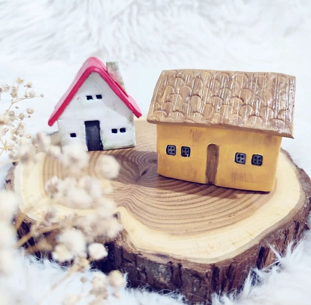 Tiny Ceramic Houses , Set of 2, Little House, Tiny House, Ceramic ...
