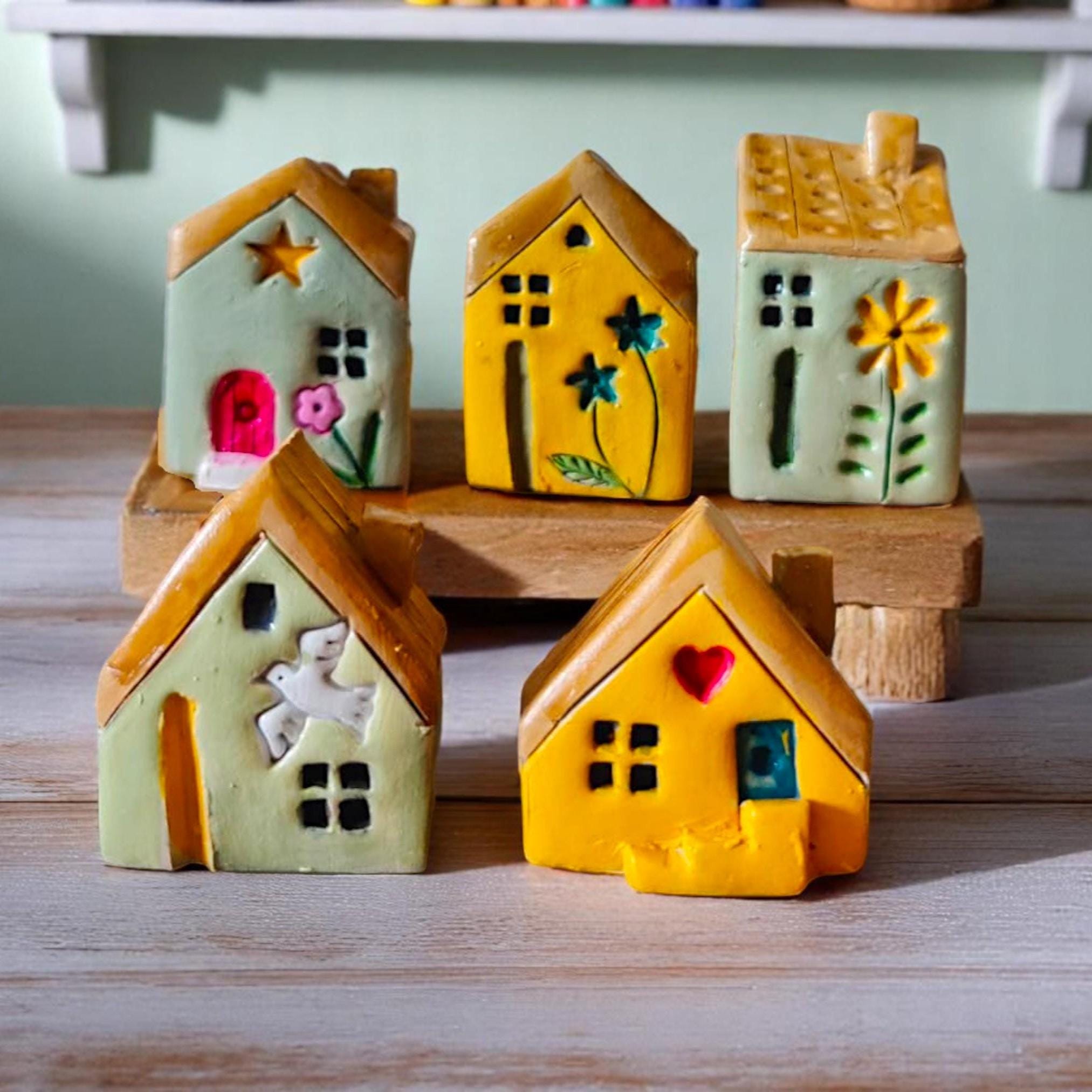 Handmade Tiny Clay House Set: Rustic Miniature Fairy Houses - Etsy