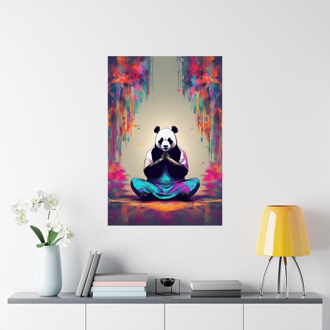 Pondering Panda Poster, Meditation Poster - Etsy