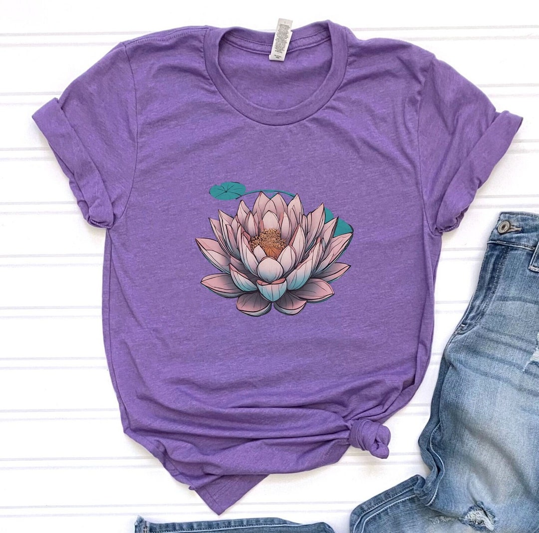 Flower Tee, Lotus Design, Mindfulness Shirt - Etsy