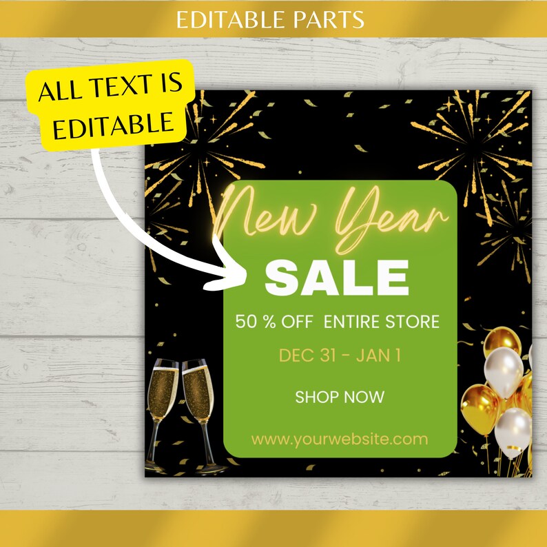 Social Media New Year Sale Flyer, Editable Canva Template , New Year ...