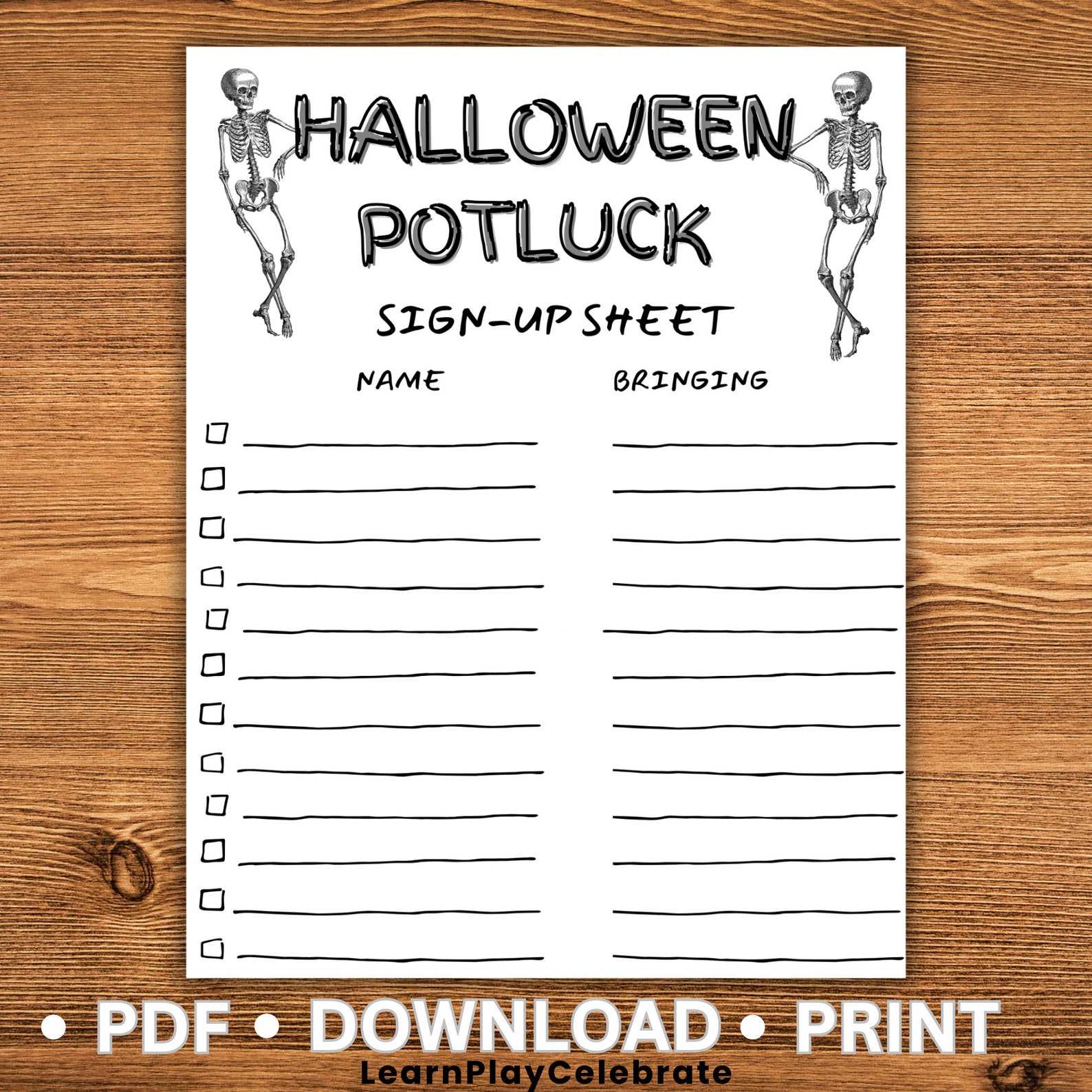 Halloween Potluck Sign-up Sheet: Spooky Party List (digital PDF) - Etsy