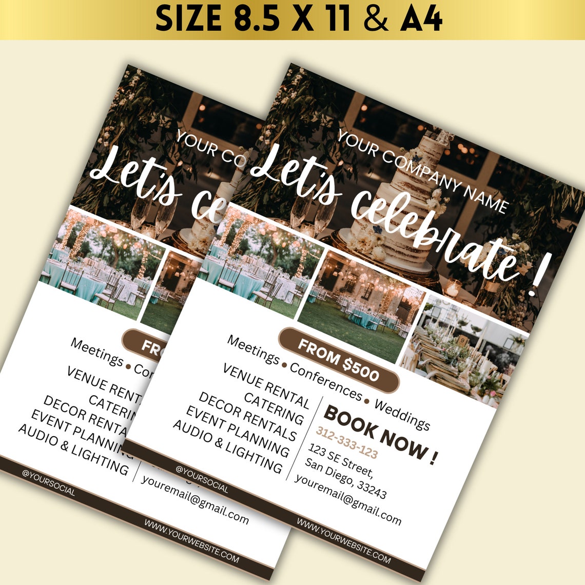 Event Venue Rental Flyer Wedding Venue Rental Business Editable Canva ...