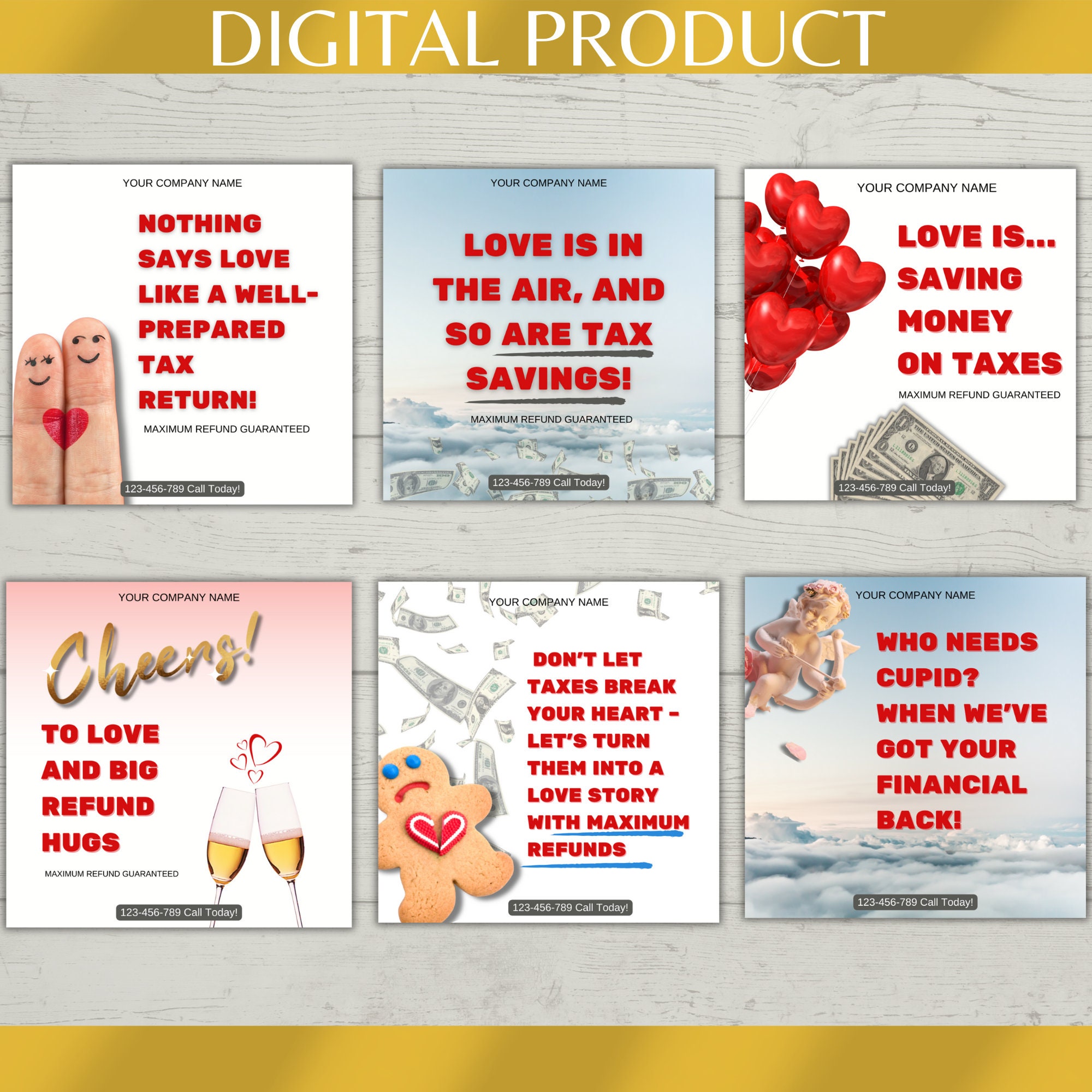 6 Valentine's Day Tax Prep Bundle Posts, Tax Prep Flyer, Tax Bookings ...