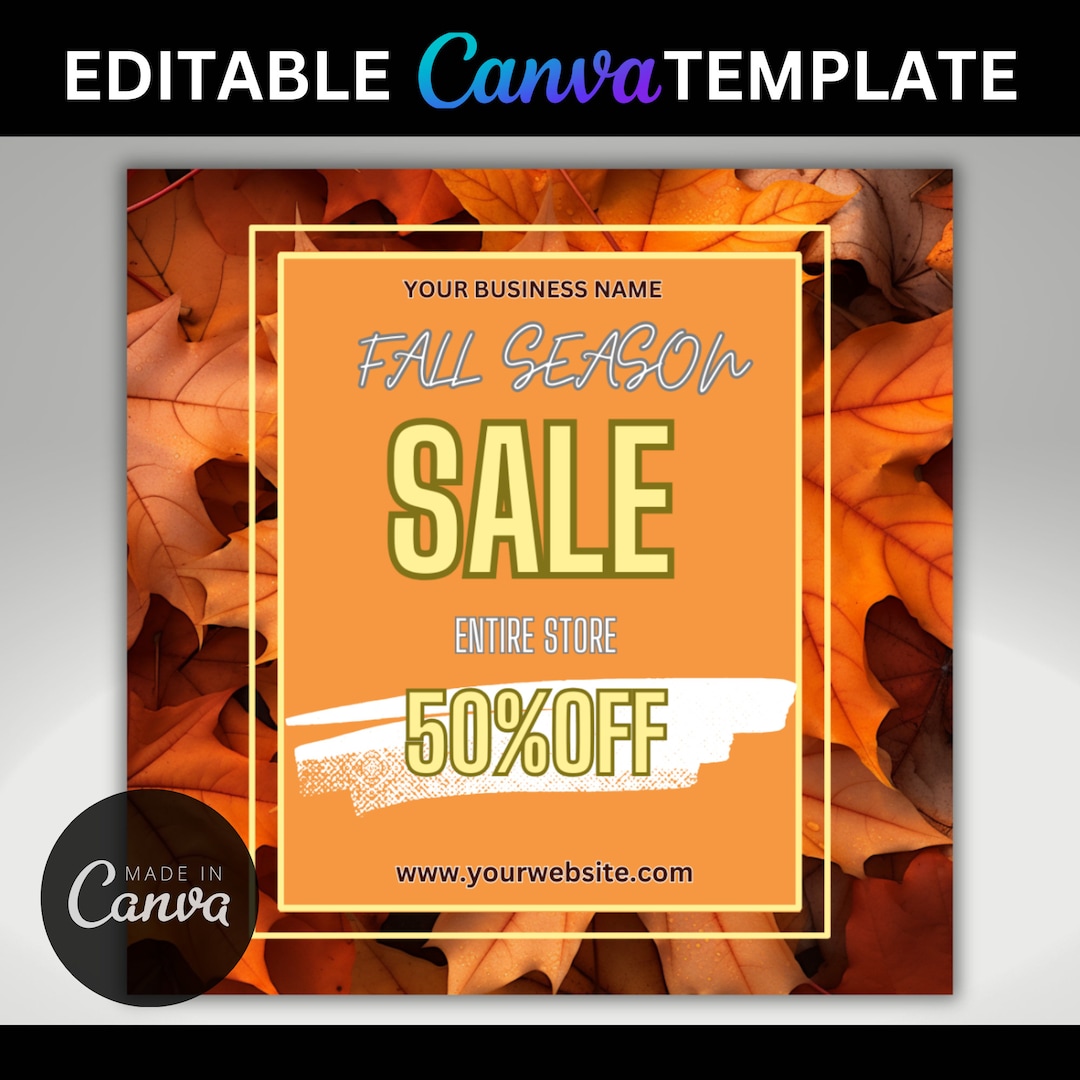 Editable Fall Season Sale Flyer, Social Media September Flyer, Autumn ...