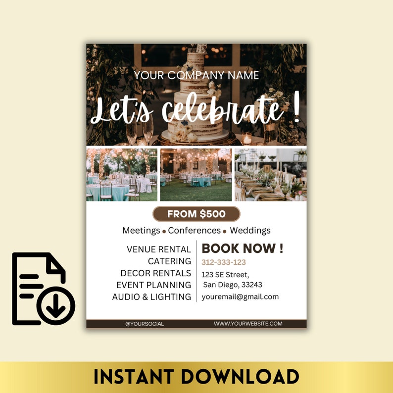 Event Venue Rental Flyer Wedding Venue Rental Business Editable Canva ...