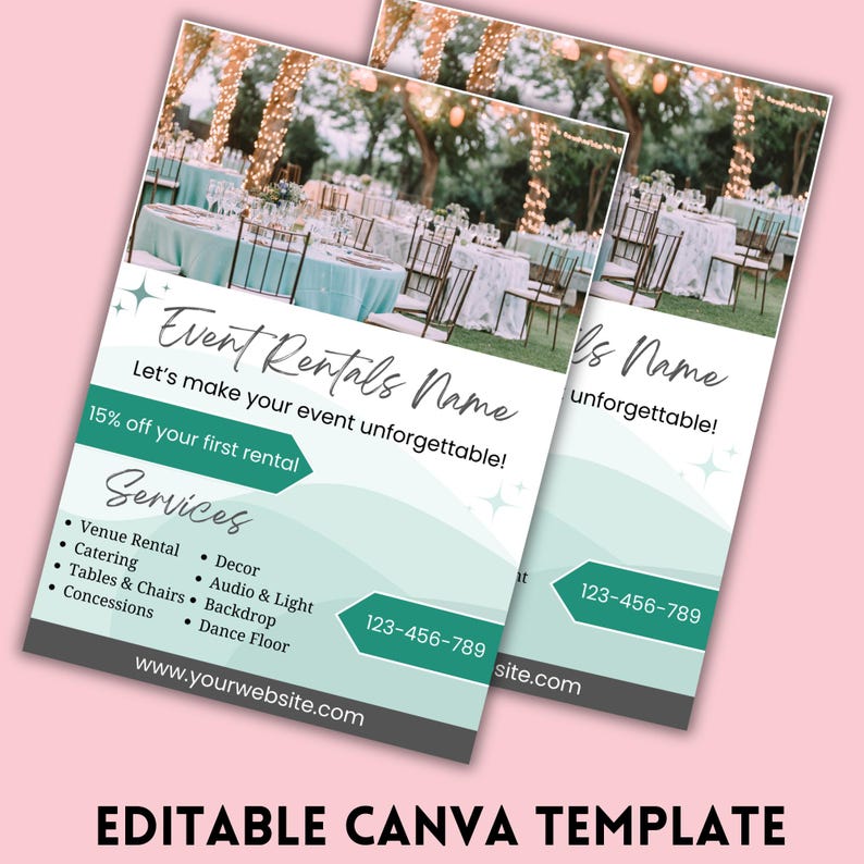 Party Rental Flyer Wedding Venue Space Rental Business Editable Canva ...