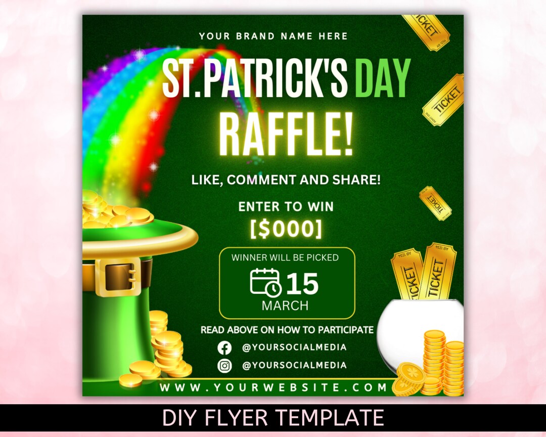 Raffle Ticket Flyer, March Raffle Giveaway Flyer, March Flyer, Raffle ...