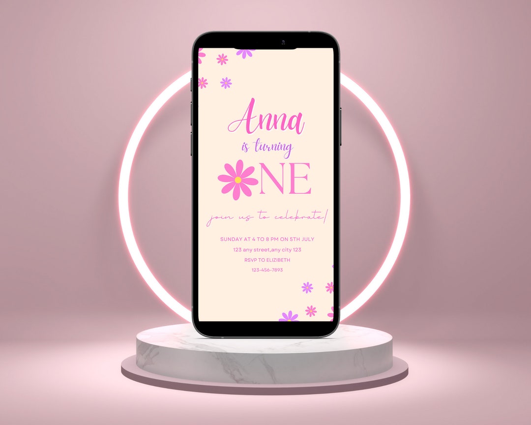 Digital Party Invitation | 1st Birthday Invite | Daisy Birthday Theme ...
