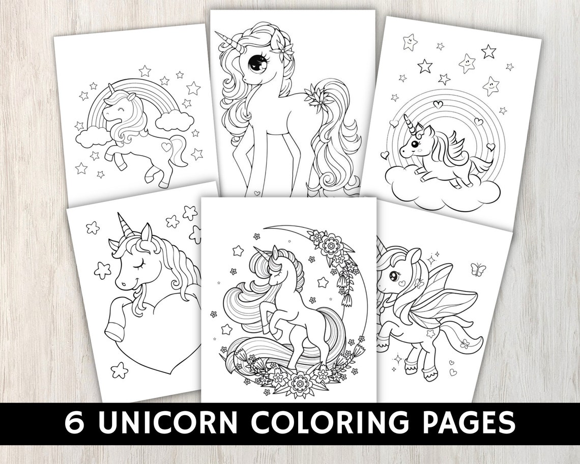 6 Printable Unicorn Coloring Pages | Unicorn Activity | Worksheets for ...