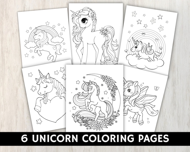 6 Printable Unicorn Coloring Pages | Unicorn Activity | Worksheets for ...