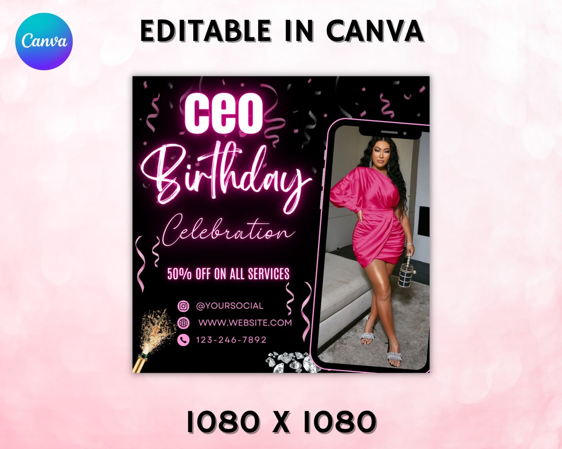 Ceo Birthday Flyer, Birthday Girl, Birthday Template, Birthday Party ...