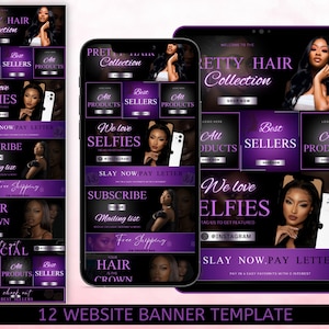 DIY Web Banners Set, 12 Website Banners Beauty Artist Hair Nails ...