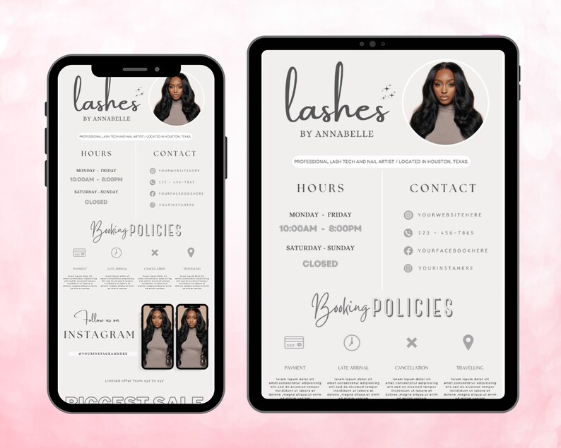 DIY Lash Tech Acuity Scheduling Template, Lash Extension Design Beauty ...