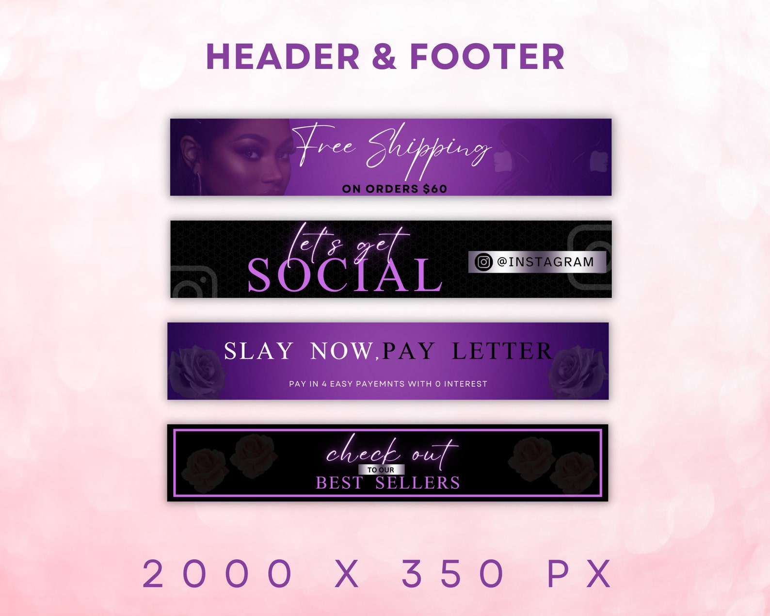DIY Web Banners Set, 12 Website Banners Beauty Artist Hair Nails ...