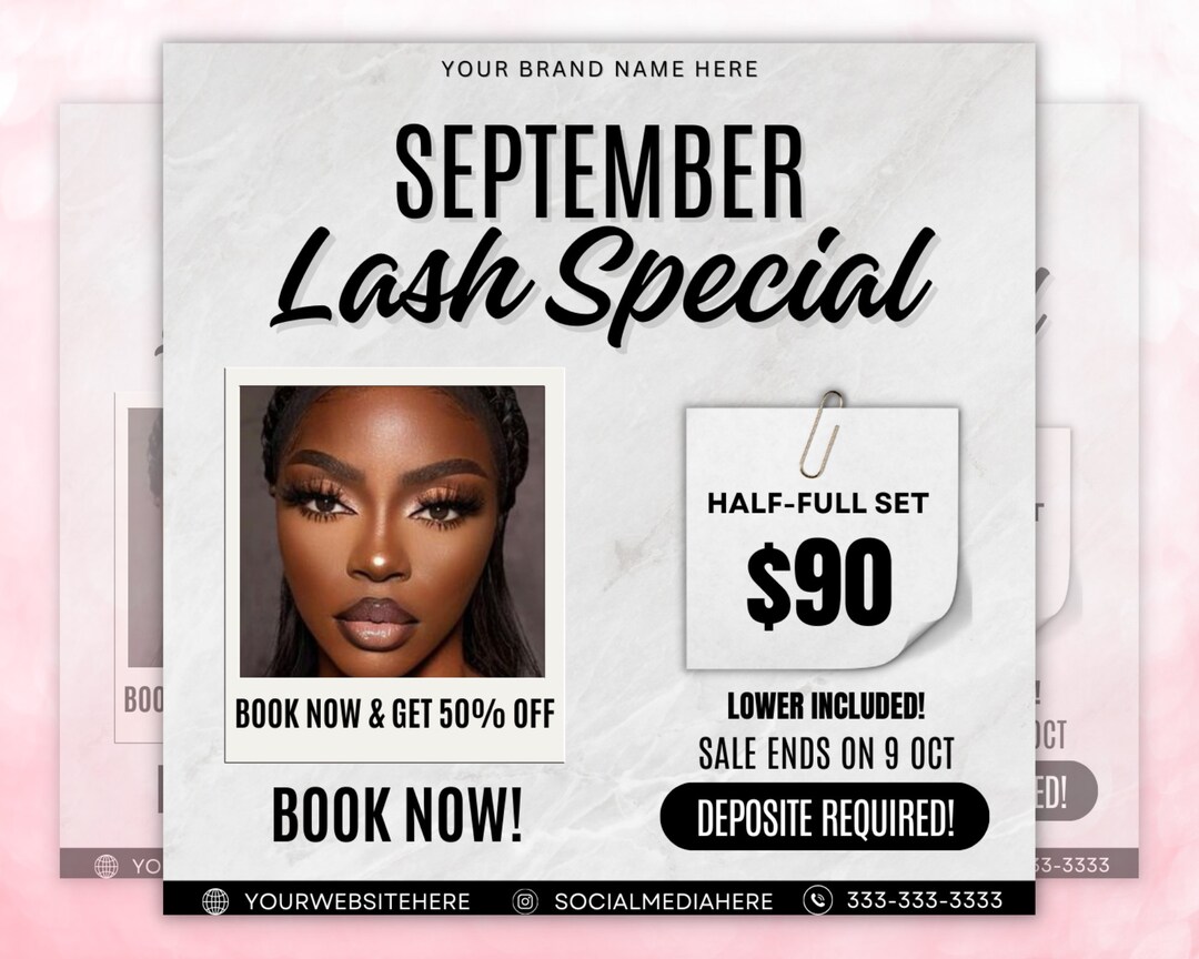 Lash Deal Flyer, Lash Deal Special Flyer, September Lash Deal Flyer ...