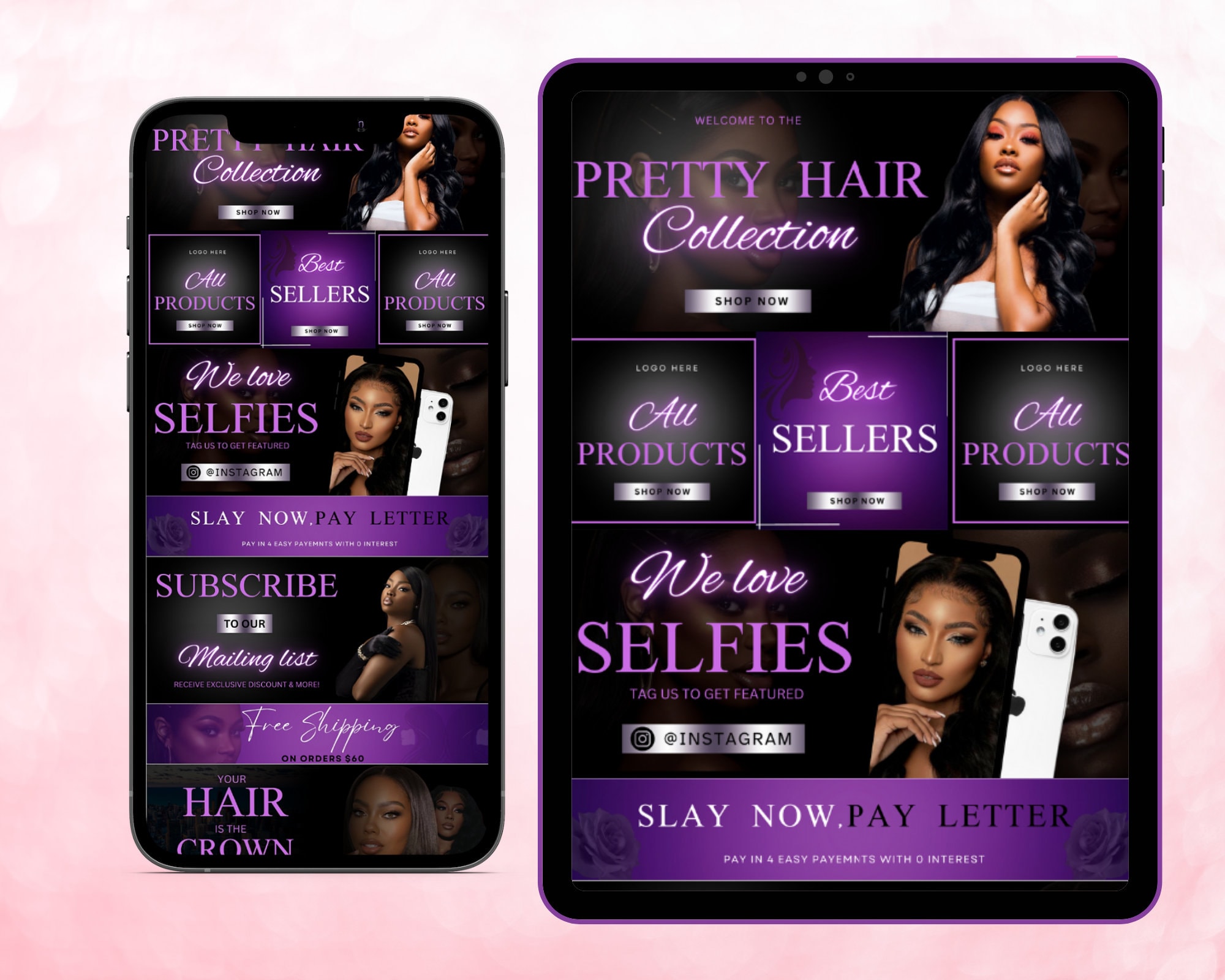 DIY Web Banners Set, 12 Website Banners Beauty Artist Hair Nails ...