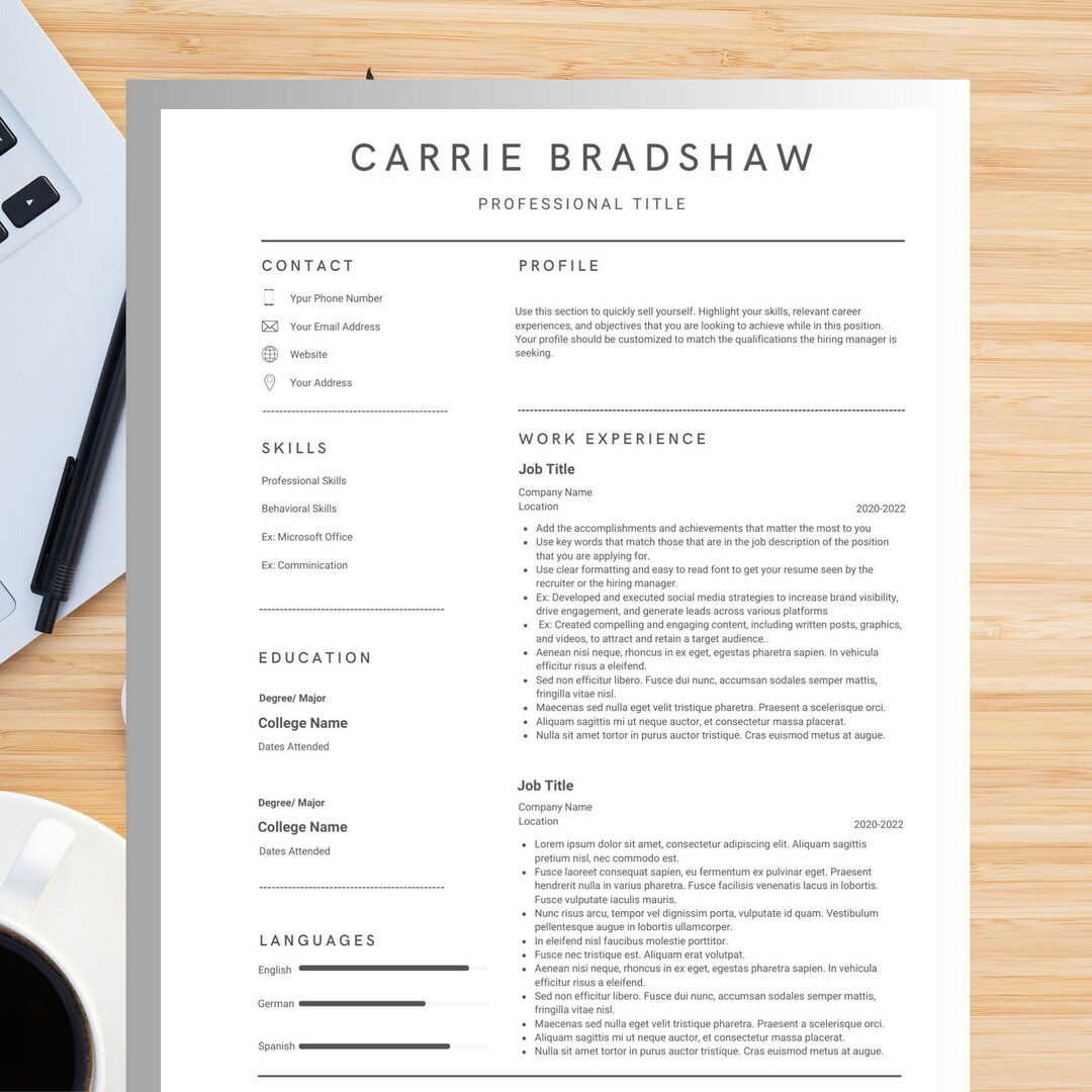 Ats-friendly Minimalism Professional Resume Template - Etsy