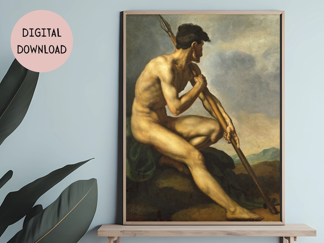 Vintage Nude Male Oil Painting Print Downloadable Art Vintage