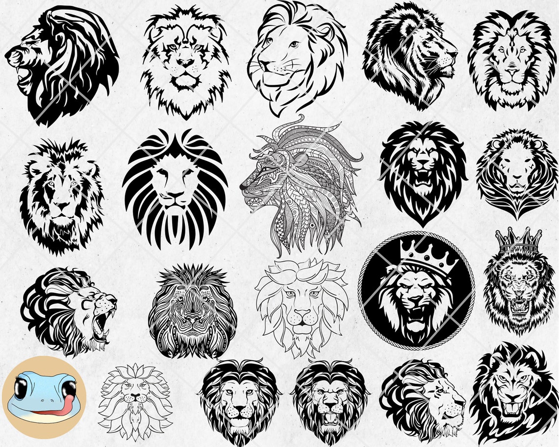 Lion Svg, Lions Svg Bundle Digital, Animal Face, King Lion Svg, Wild ...