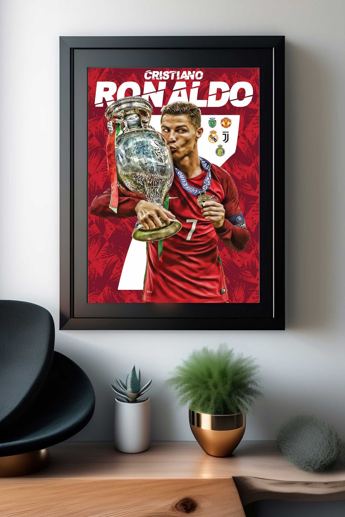 Cristiano Ronaldo Poster/canvas Print, Watercolor Painting Sports Art ...