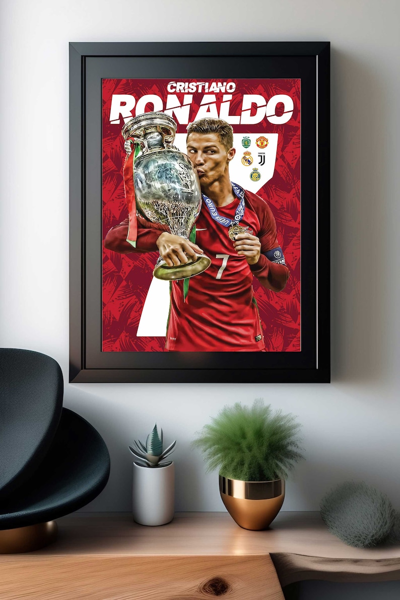 Cristiano Ronaldo Poster/canvas Print, Watercolor Painting Sports Art ...