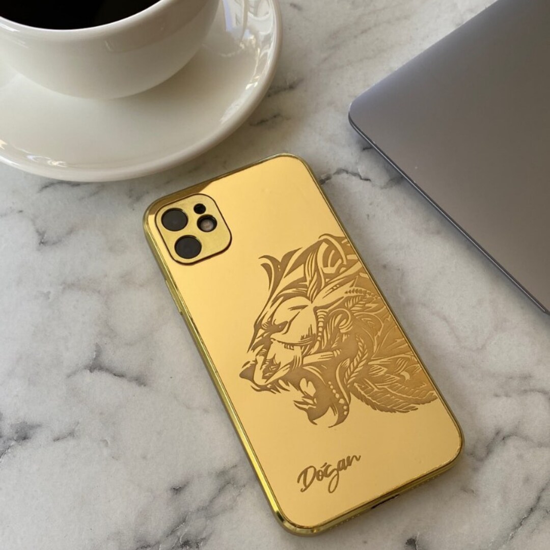 Gold Personalized Luxury iPhone Case, Customizable Mirror Premium Case ...