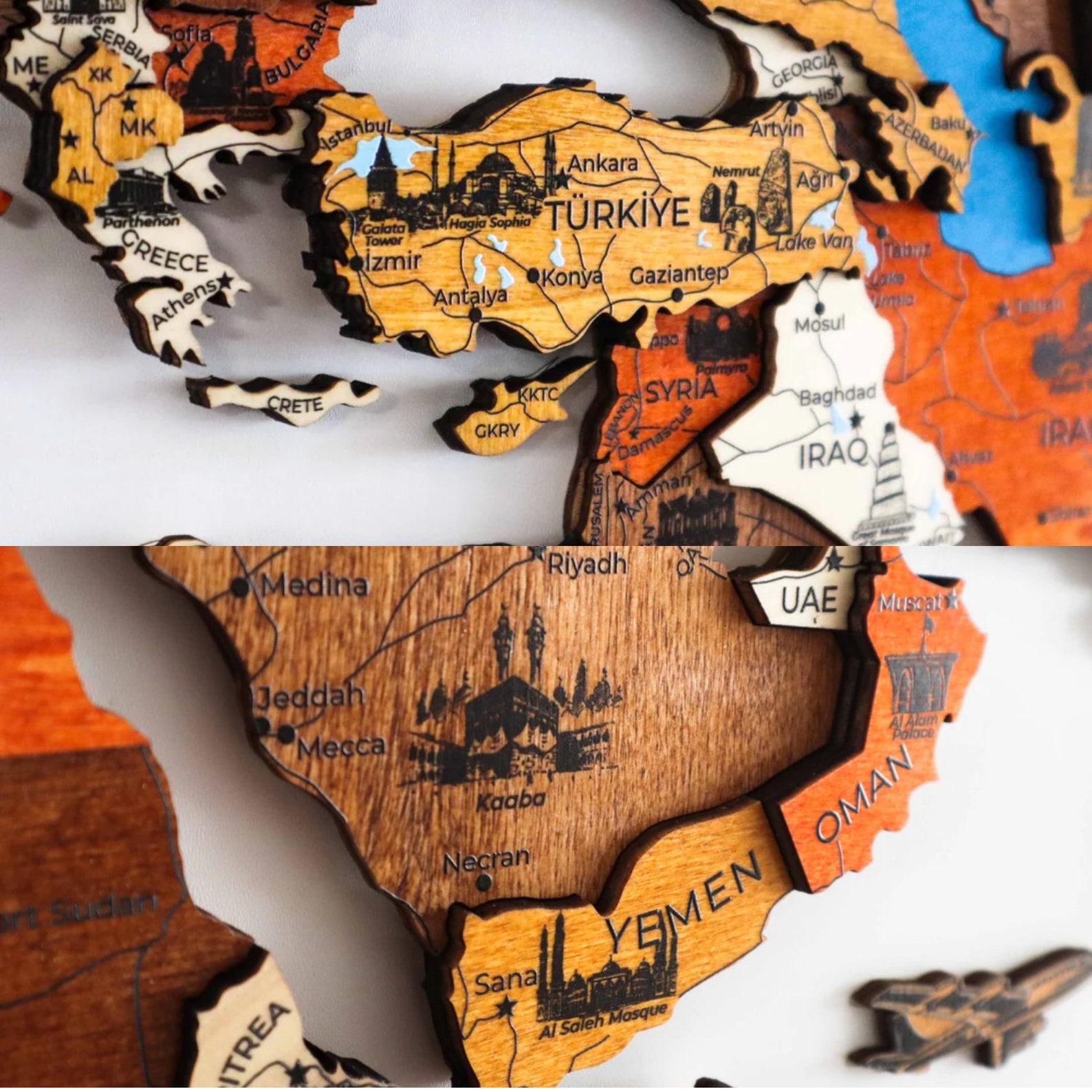 World Map Wall Art, Wooden Wall Art, Wood World Map, Wooden Map ...