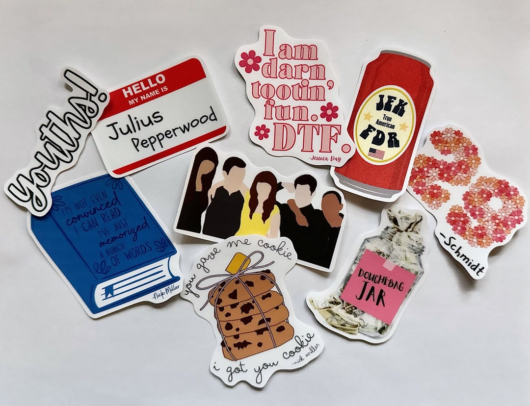 New Girl Sticker Set, New Girl Stickers, Schmidt Stickers, Nick Miller ...