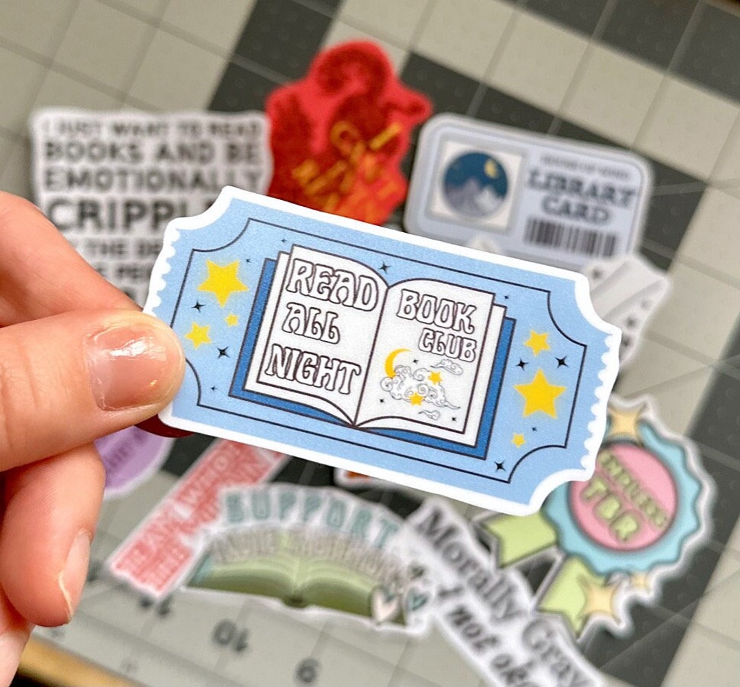 Read All Night Sticker, Read All Night Book Club Sticker, Book Club ...