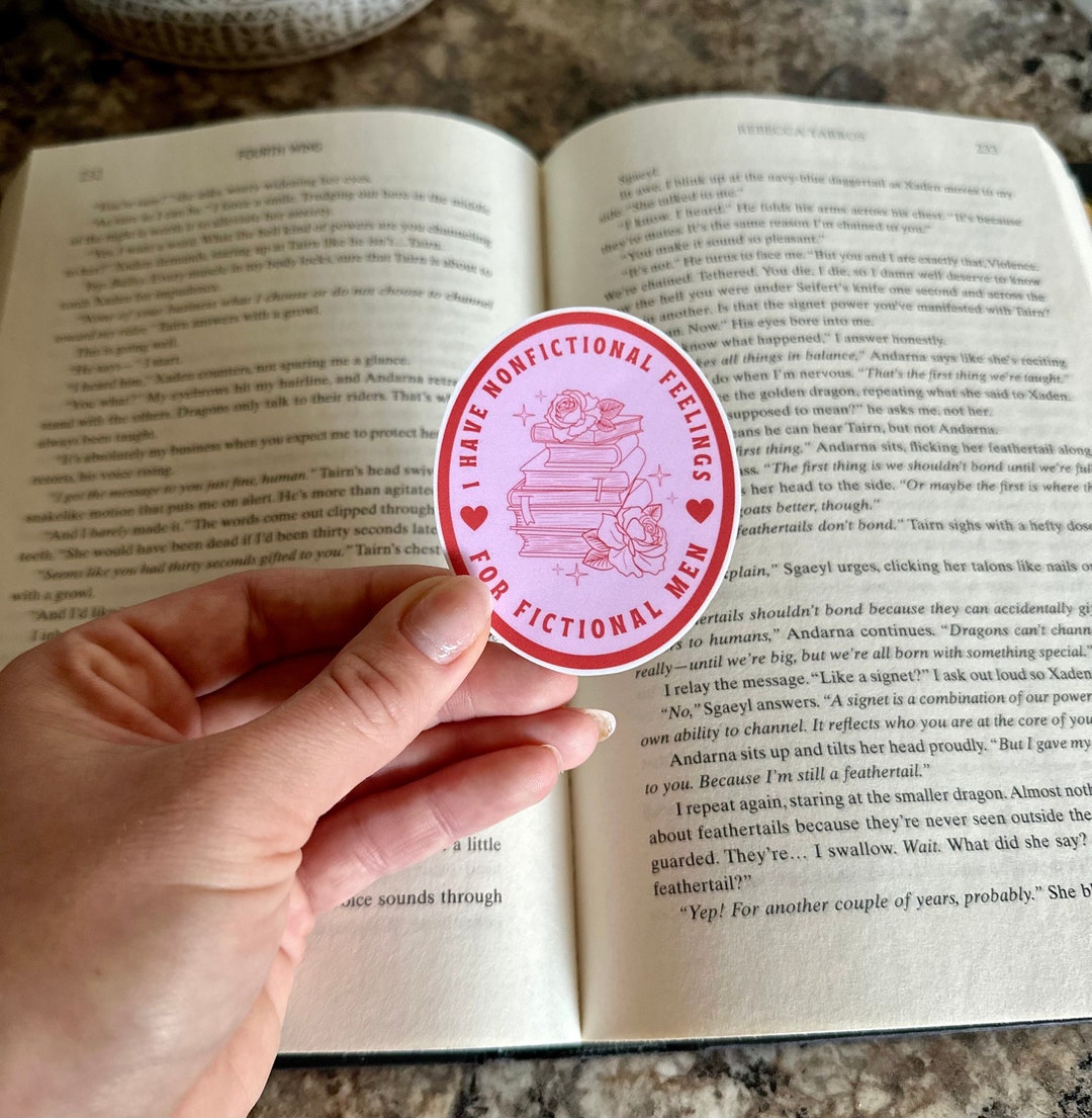 Nonfictional Feelings for Fictional Men Sticker, Bookish Sticker ...
