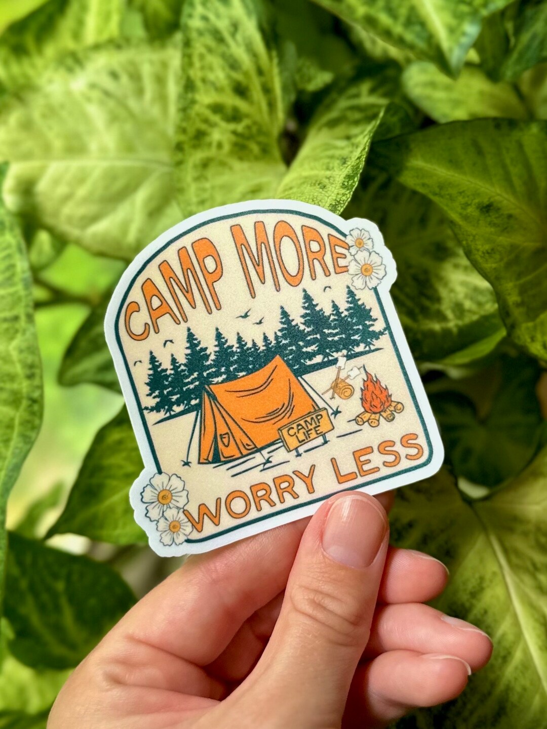Camp More Worry Less Sticker, Outdoorsy Sticker, Camping Sticker ...