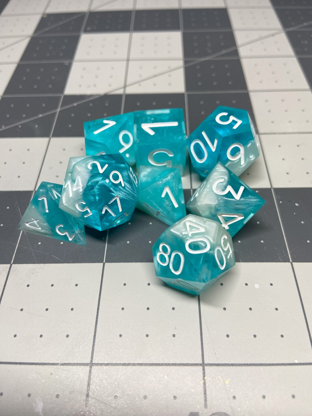 Arctic Ocean 7 Piece Dice Set + Bonus Crystal D4 - Etsy