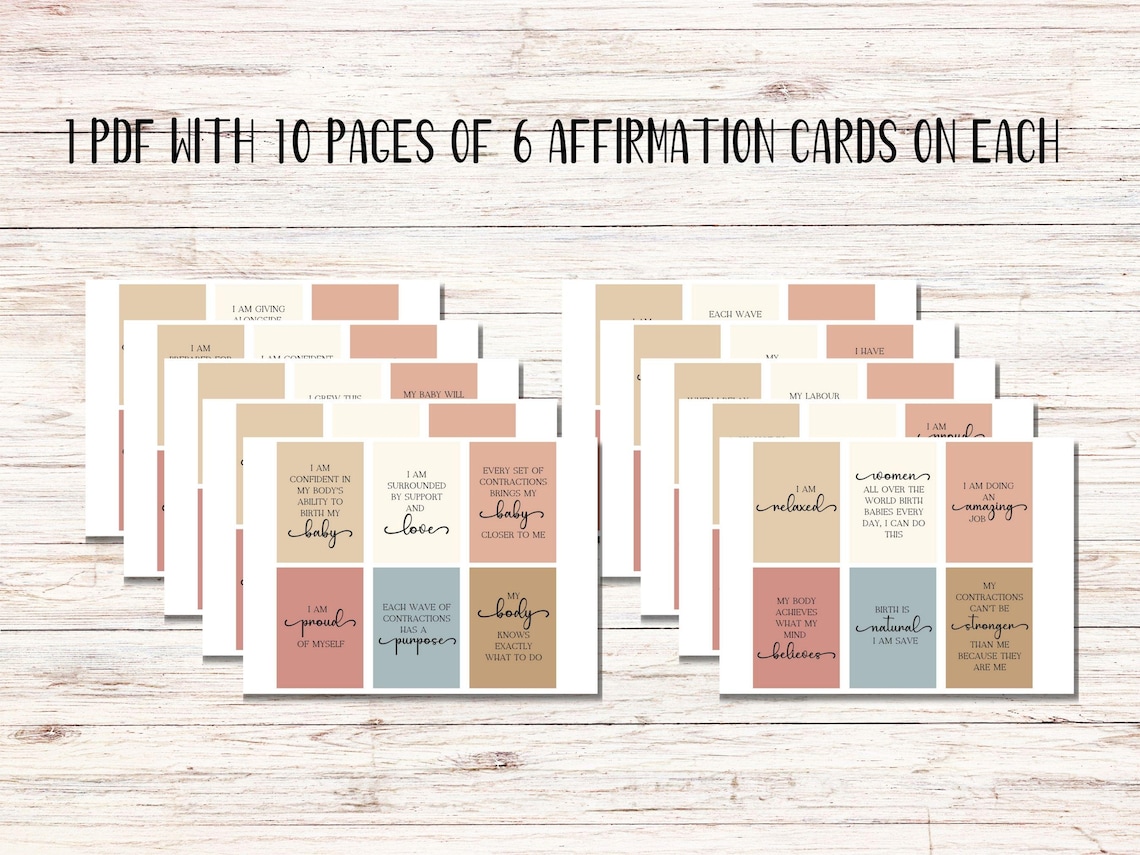 60 Labor and Birth Affirmation Cards, Minimalist Printable Cards for ...