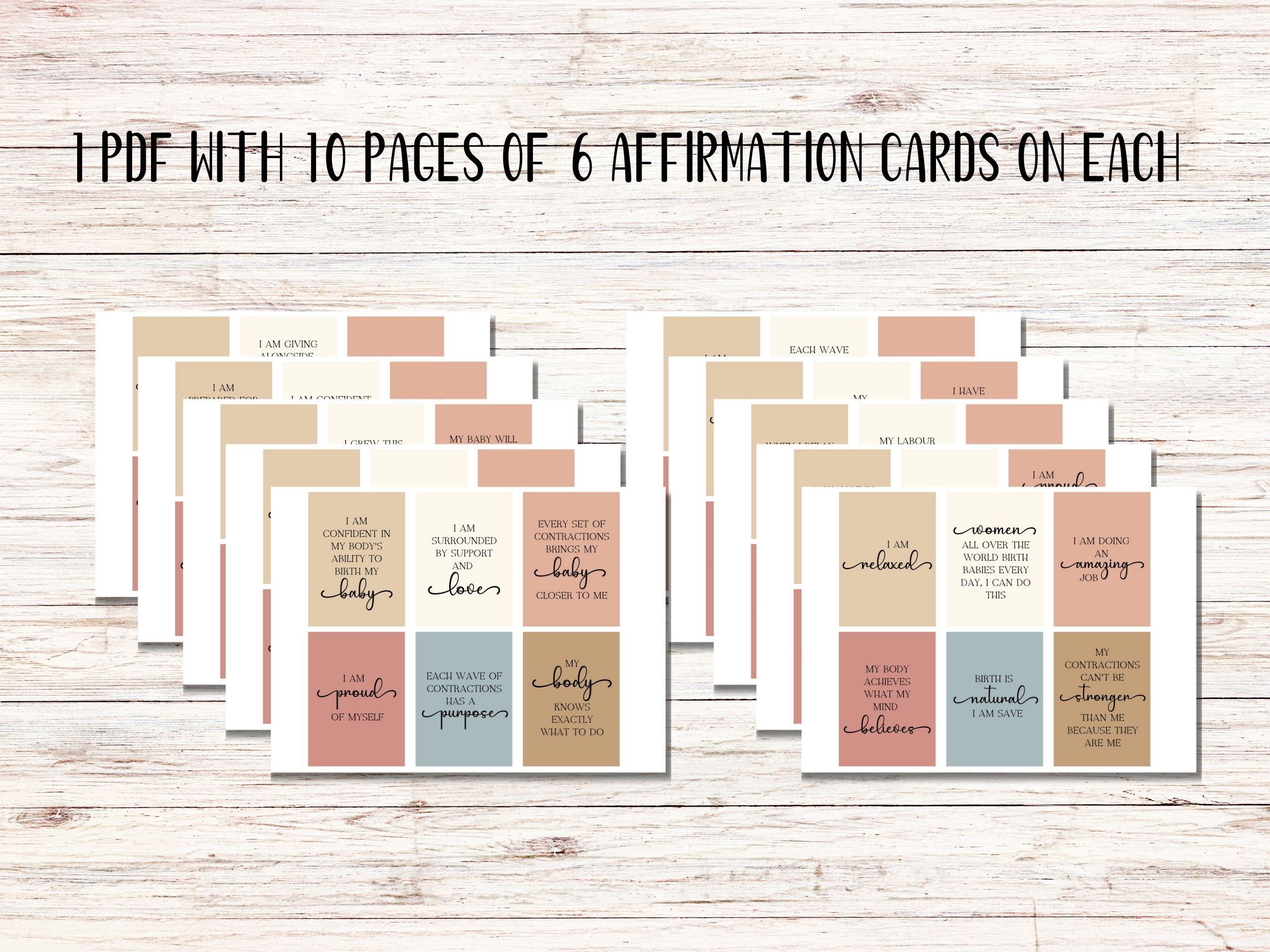 60 Labor and Birth Affirmation Cards, Minimalist Printable Cards for ...