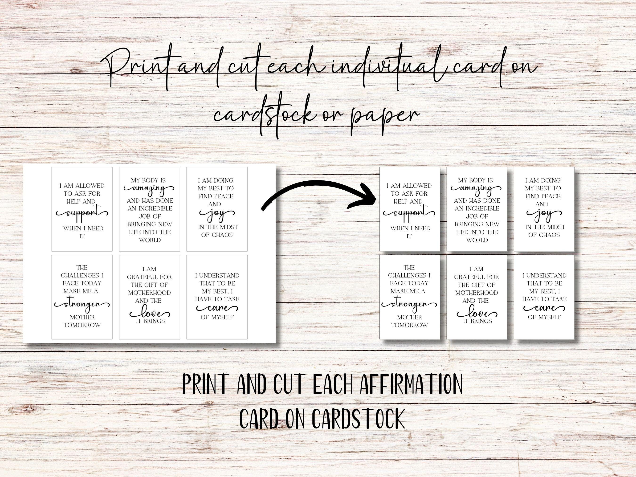 60 Post Partum Affirmation Cards, Minimalist Printable Cards for ...