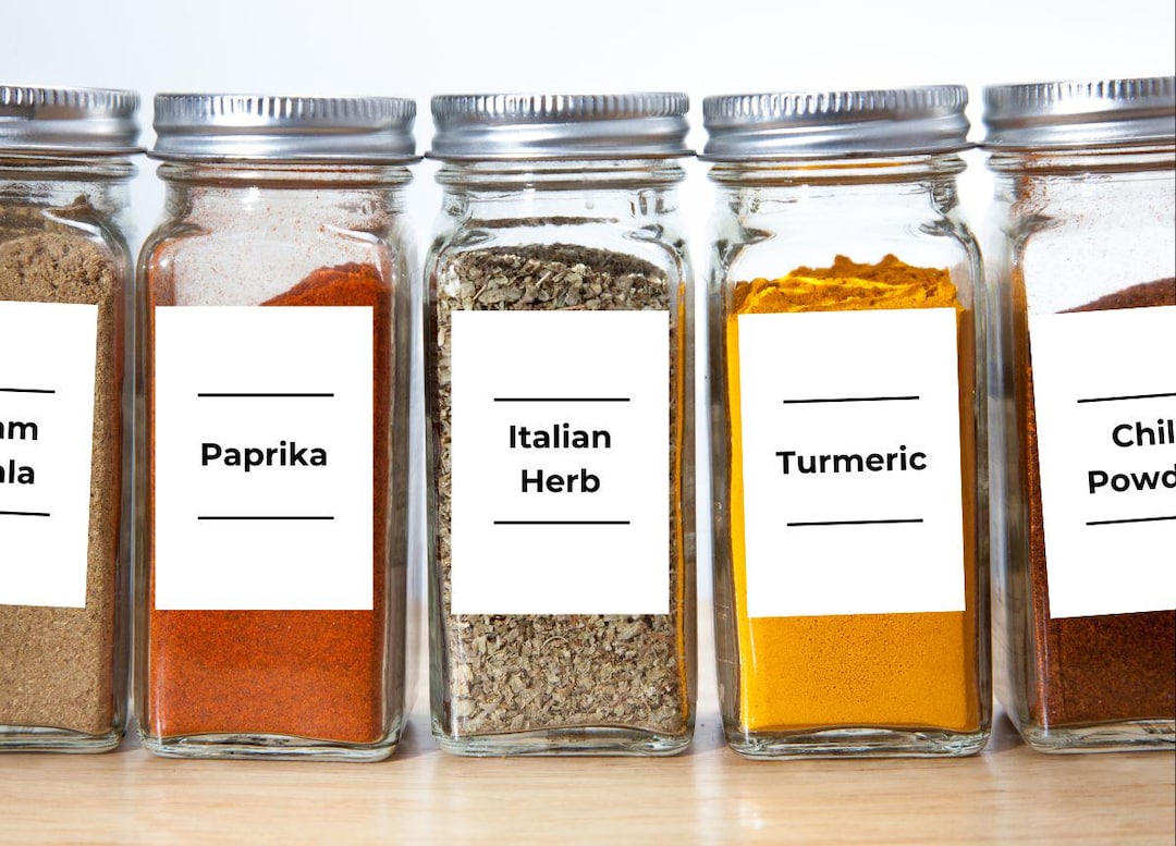 Spice Jar Labels White, Modern Minimalist Kitchen Labels, Herbs ...