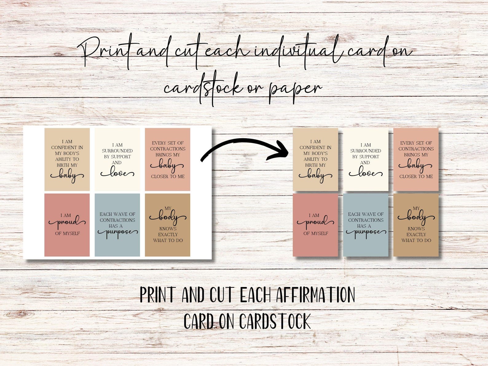 60 Labor and Birth Affirmation Cards, Minimalist Printable Cards for ...