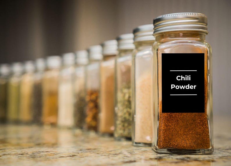 Spice Jar Labels Black, Modern Minimalist Kitchen Labels, Herbs ...